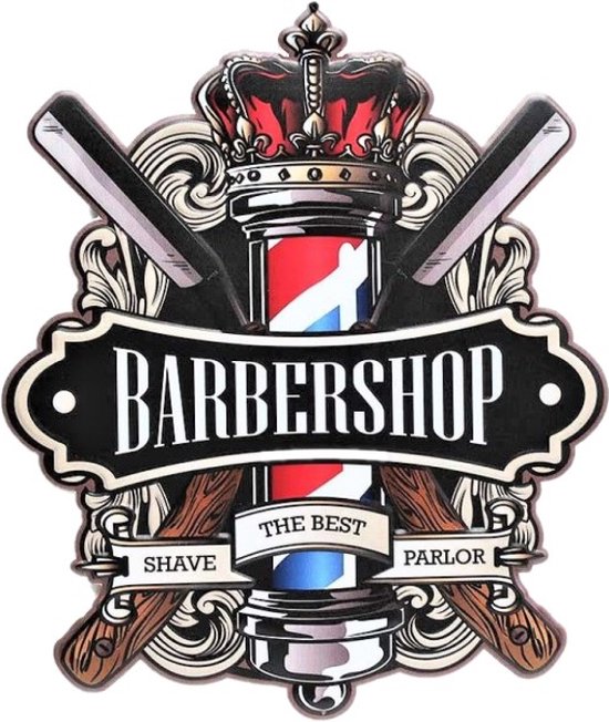 Wandbord Kapper Winkel - Barbershop Sign The Best Shave Parlor | bol.com