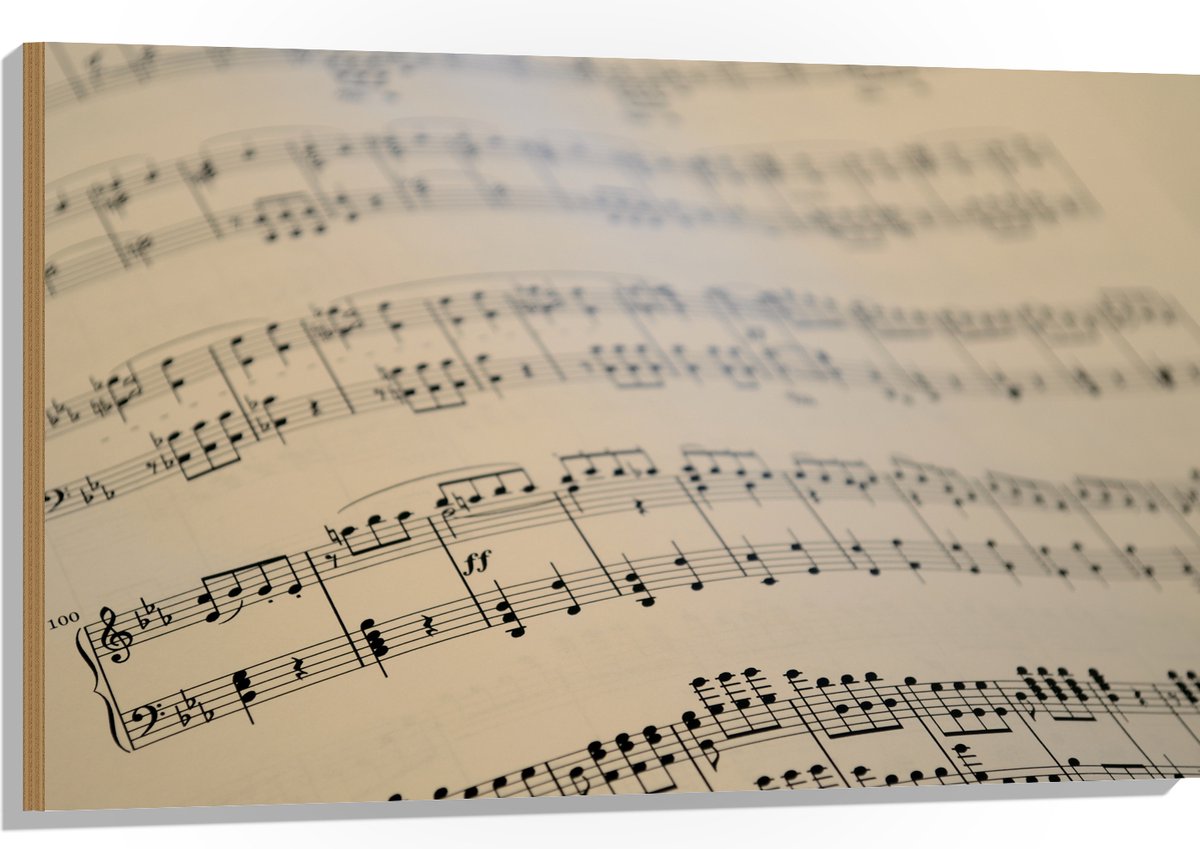 Hout - Notenblad van Muziek - 105x70 cm - 9 mm dik - Foto op Hout (Met ...
