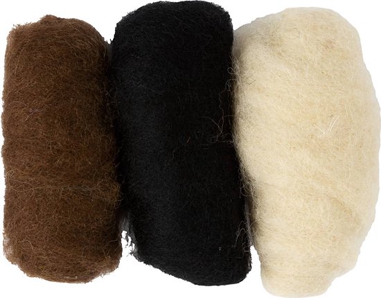 Gekaarde Wol, diverse kleuren, 3x10 gr/ 1 doos | bol