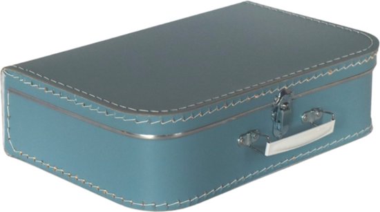 Kinderkoffer 35cm Grijsblauw - Logeerkoffer - Kartonnen koffer - Kinder ...