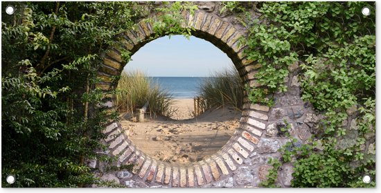 Tuinposters - Tuindecoratie - Doorkijk - Strand - Duinen - Zomer - 80x40 cm - Tuin... | bol.com