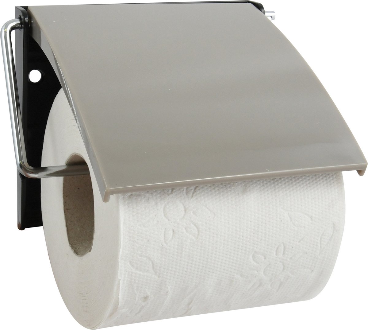 MSV Toiletrolhouder wand/muur - metaal met afdekklepje - taupe | bol.com