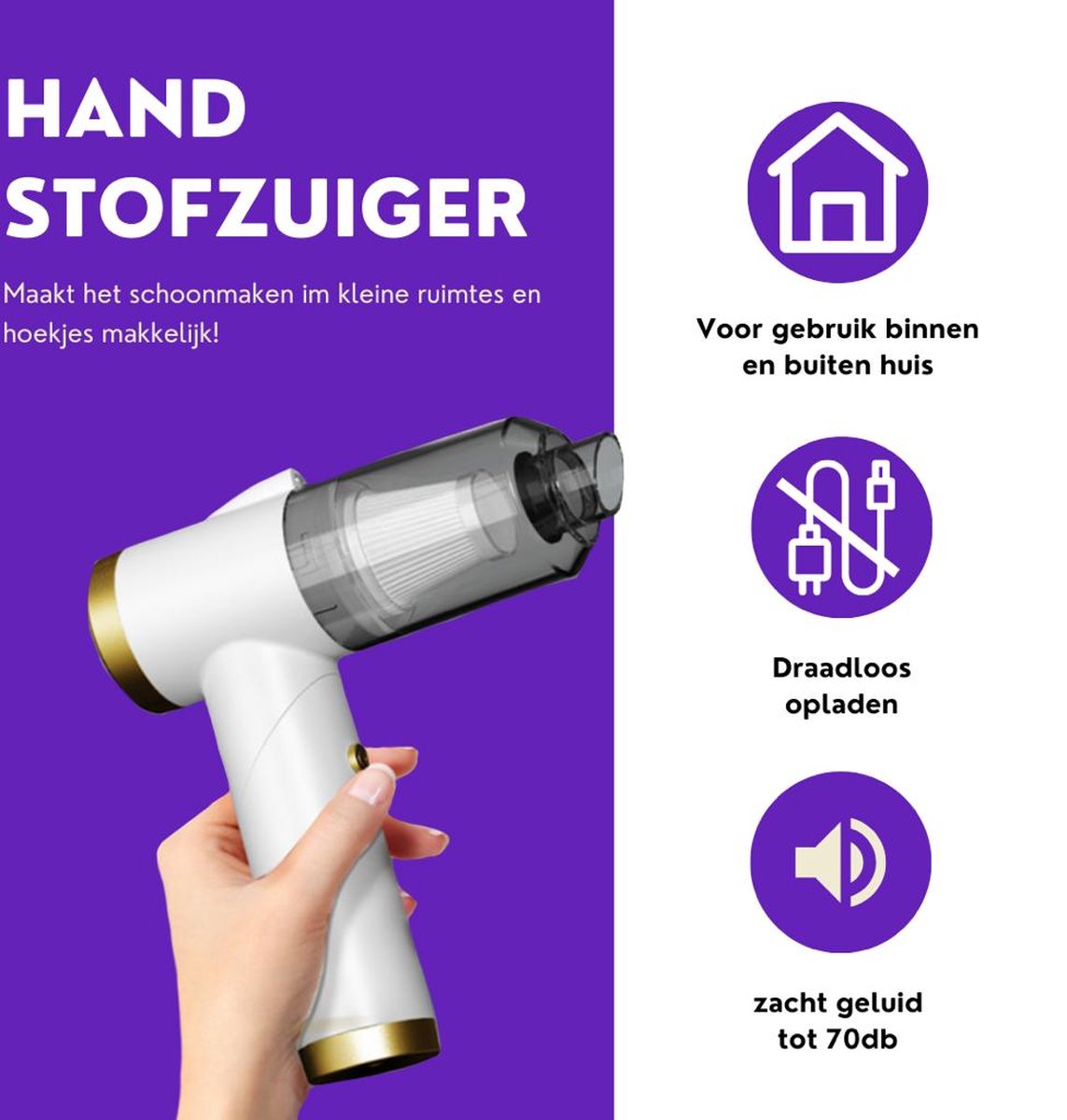 Handstofzuiger - Mini Kruimelzuiger - Auto Stofzuiger - Stofzuiger ...