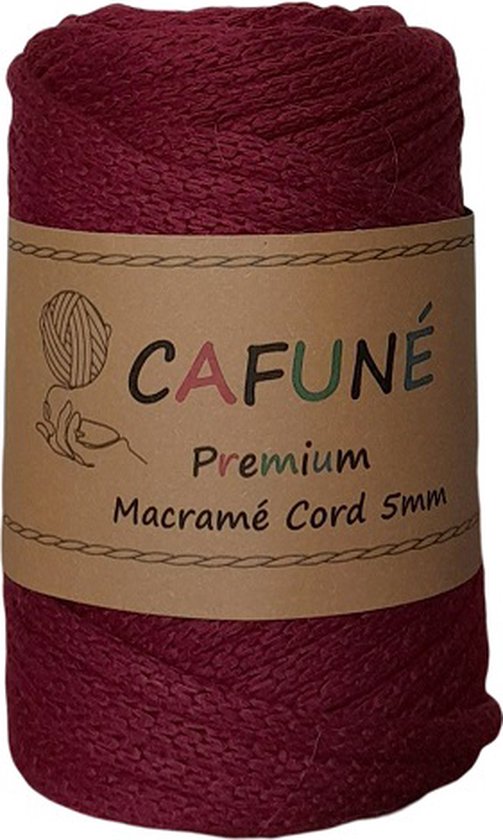 Cafuné Macrame Koord- Premium - 5 mm-Bordeaux-40 meter-Gevlochten Koord ...