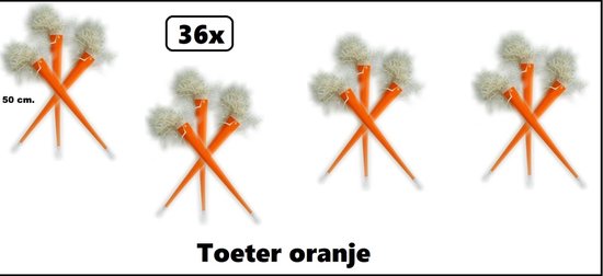 36x Feest toeters oranje 50cm - Koningsdag festival uitdeel toeter ...