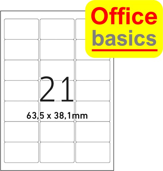Label Office Basics - A4 - 63,5x38,1 Mm - 100 Feuilles Avec 21
