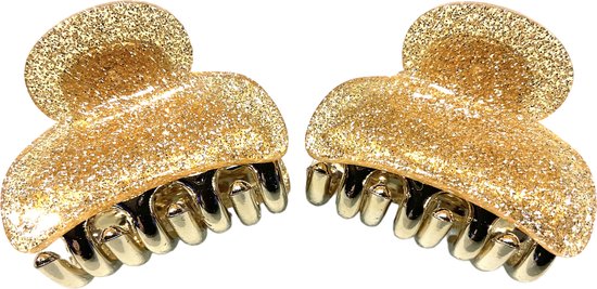 Kleine Haarklemmen - Haarclip - Glitters - Goudkleurig - 3.7 cm - Set 2 ...