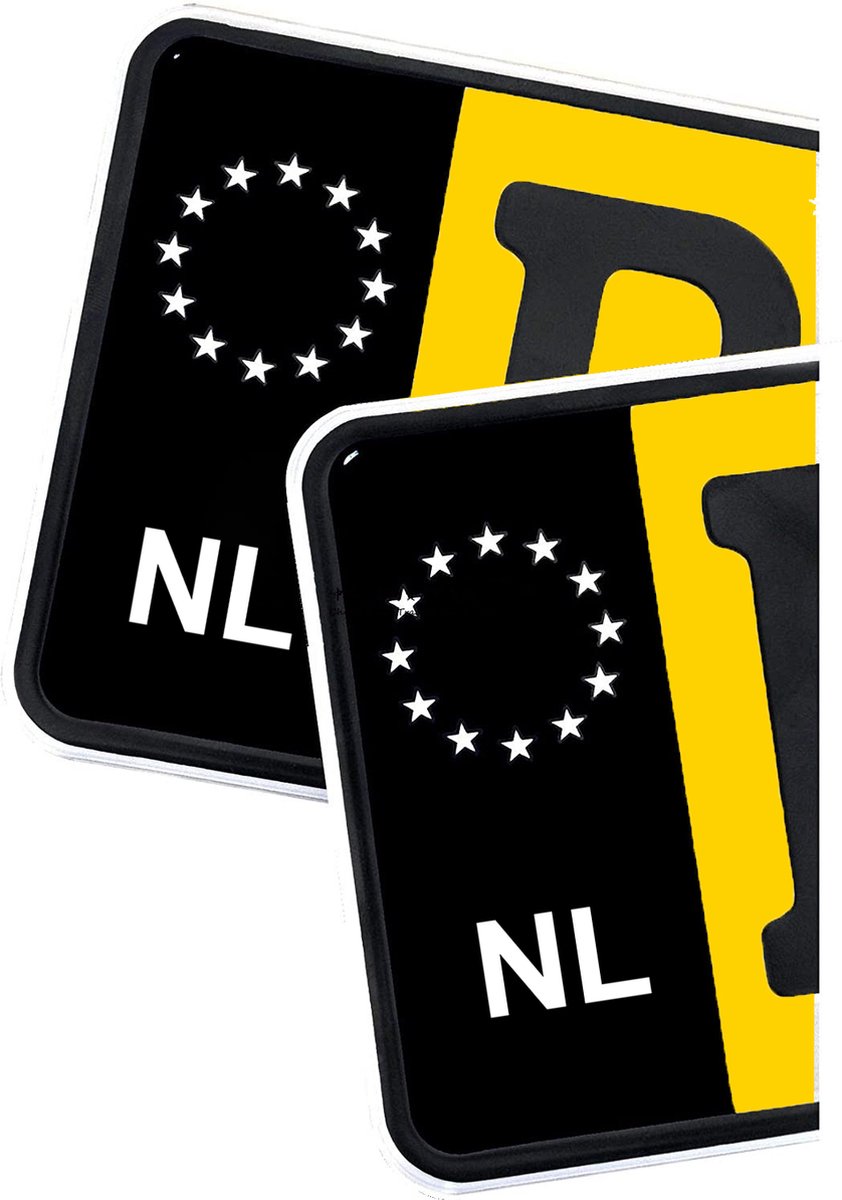 Nederlands Kenteken Sticker voor Europese Nummerborden Zwart-Wit (set ...