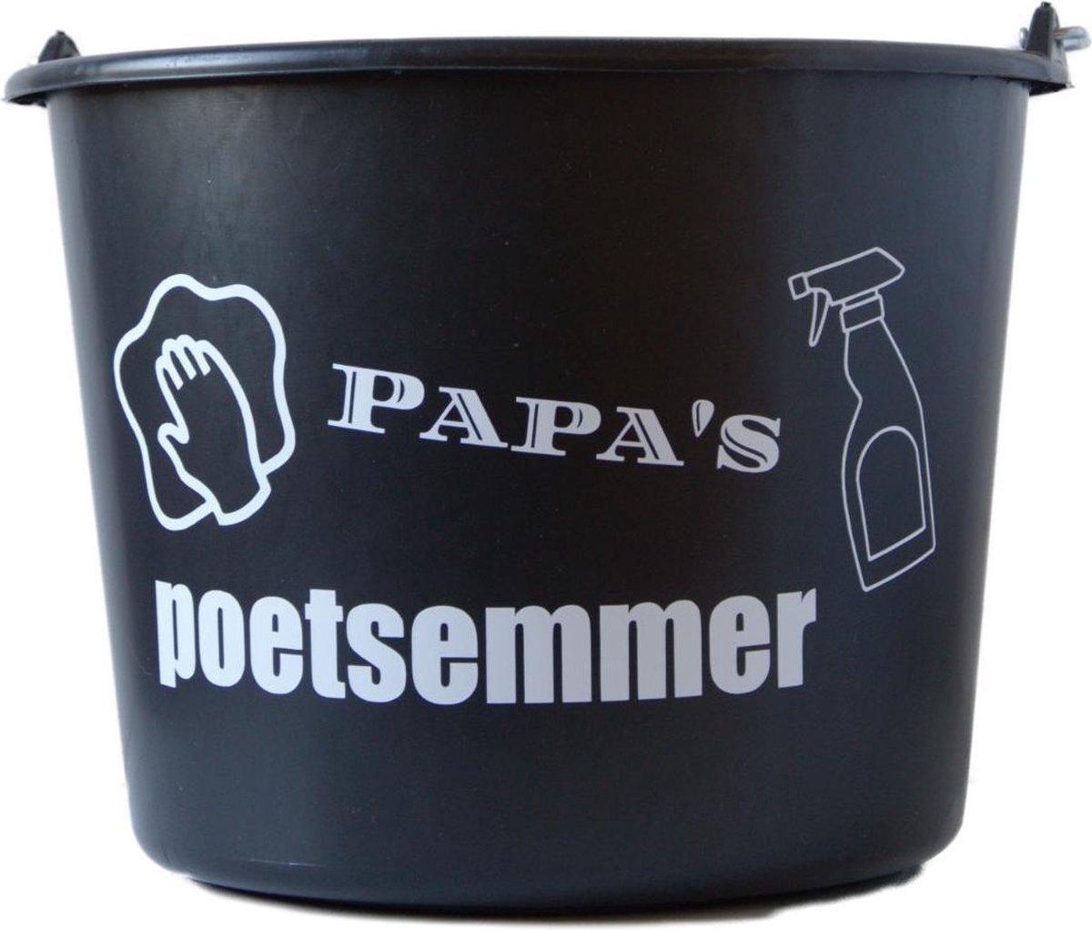 Cadeau emmer – 12 liter – zwart – met tekst: Papas poetsemmer | bol