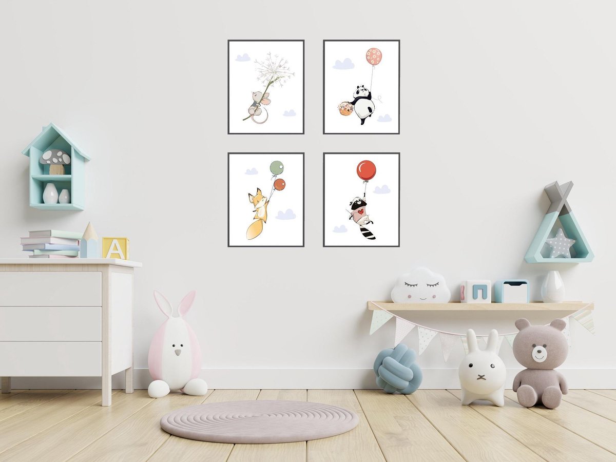 Poster City - Set affiches en toile Design Panda Mouse Vos et Raton ...