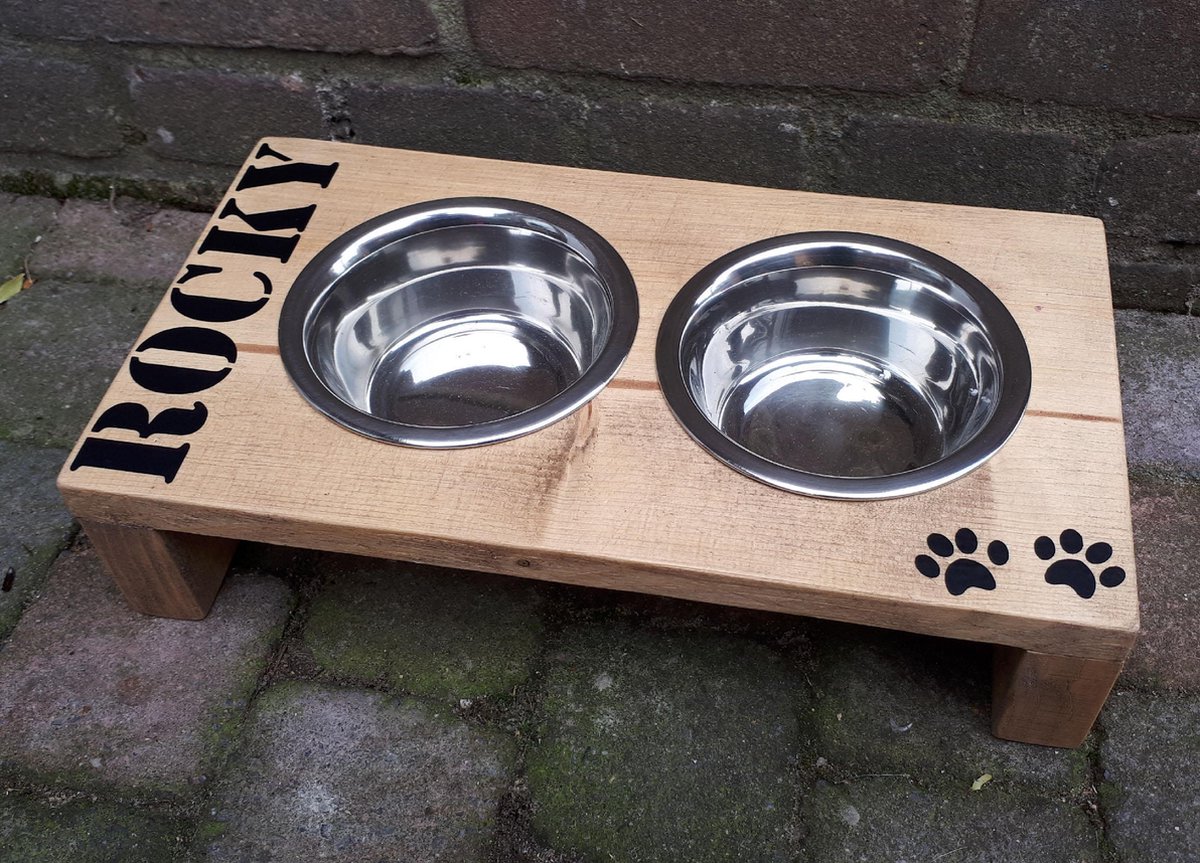 bol.com | Voerbak waterbak voor kleine hond of kat poes met naam
