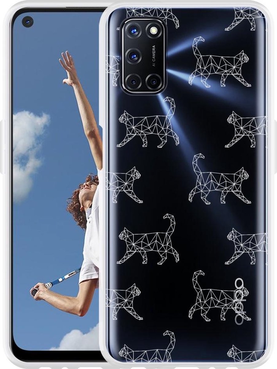 Oppo A72 Hoesje Geometric Cats - Designed by Cazy | bol.com