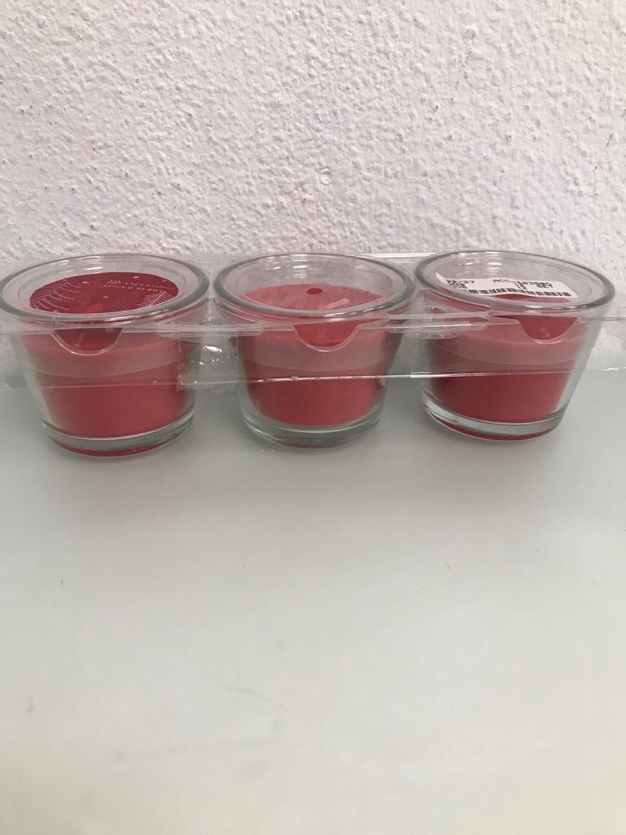 Kaarsen 3 stuks - rood - 5 cm hoog | bol.com
