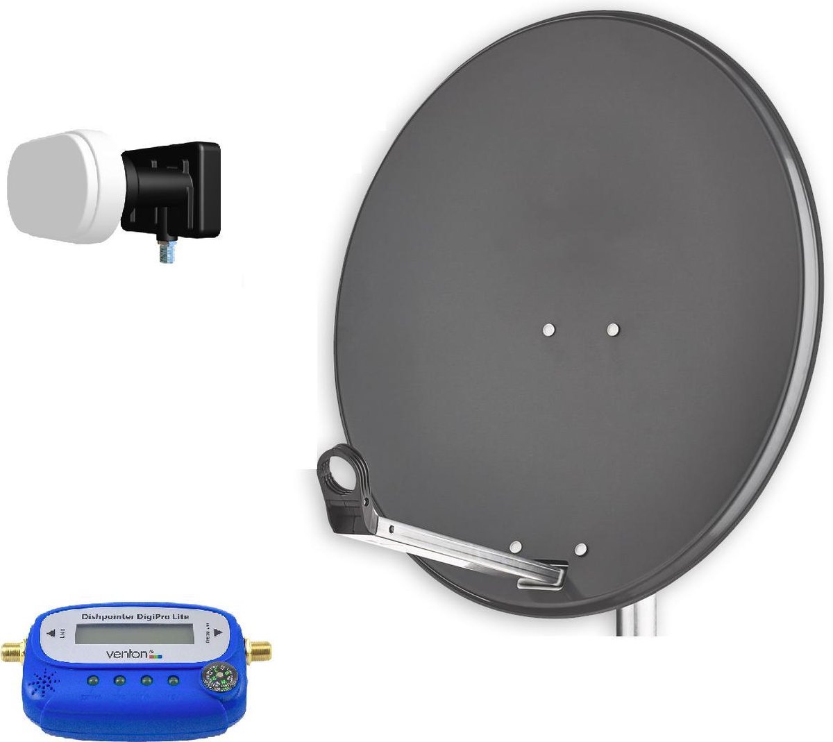 Antenne parabolique 80cm Grijs Foncé + 4.3 ° DUO LNB simple (Canal ...