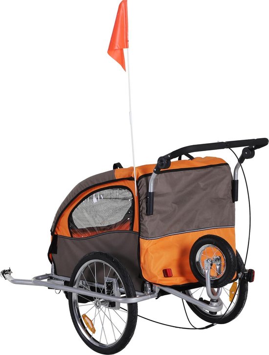 Kinderfietskar - Fietskar -Kinderaanhanger - Buggyfunctie - Geveerd en ...