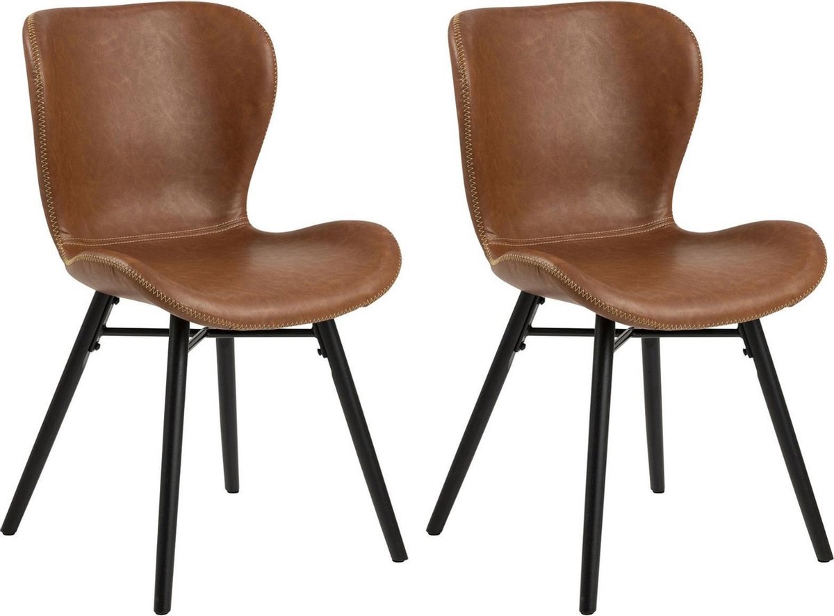 24Designs Karolina Stoel - Set Van 2 - Vintage Cognac Kunstleer ...