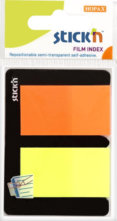 Stick'n Film Index sticky tabs - 45x25mm - Neon geel - Neon oranje - 50 ...