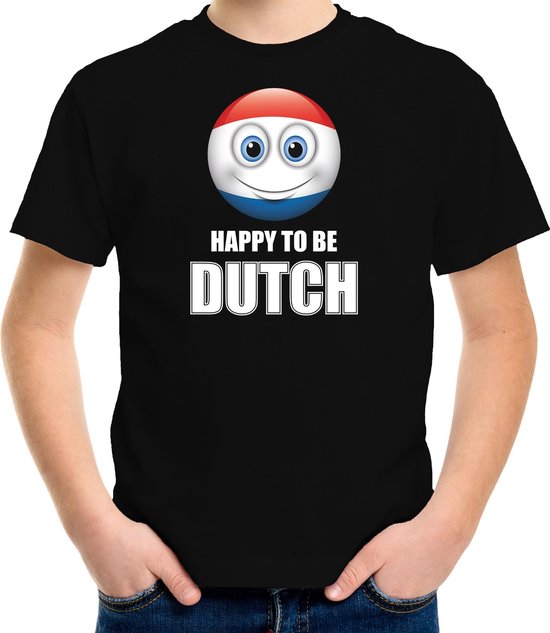 Nederland Happy to be Dutch landen t-shirt met emoticon - zwart ...