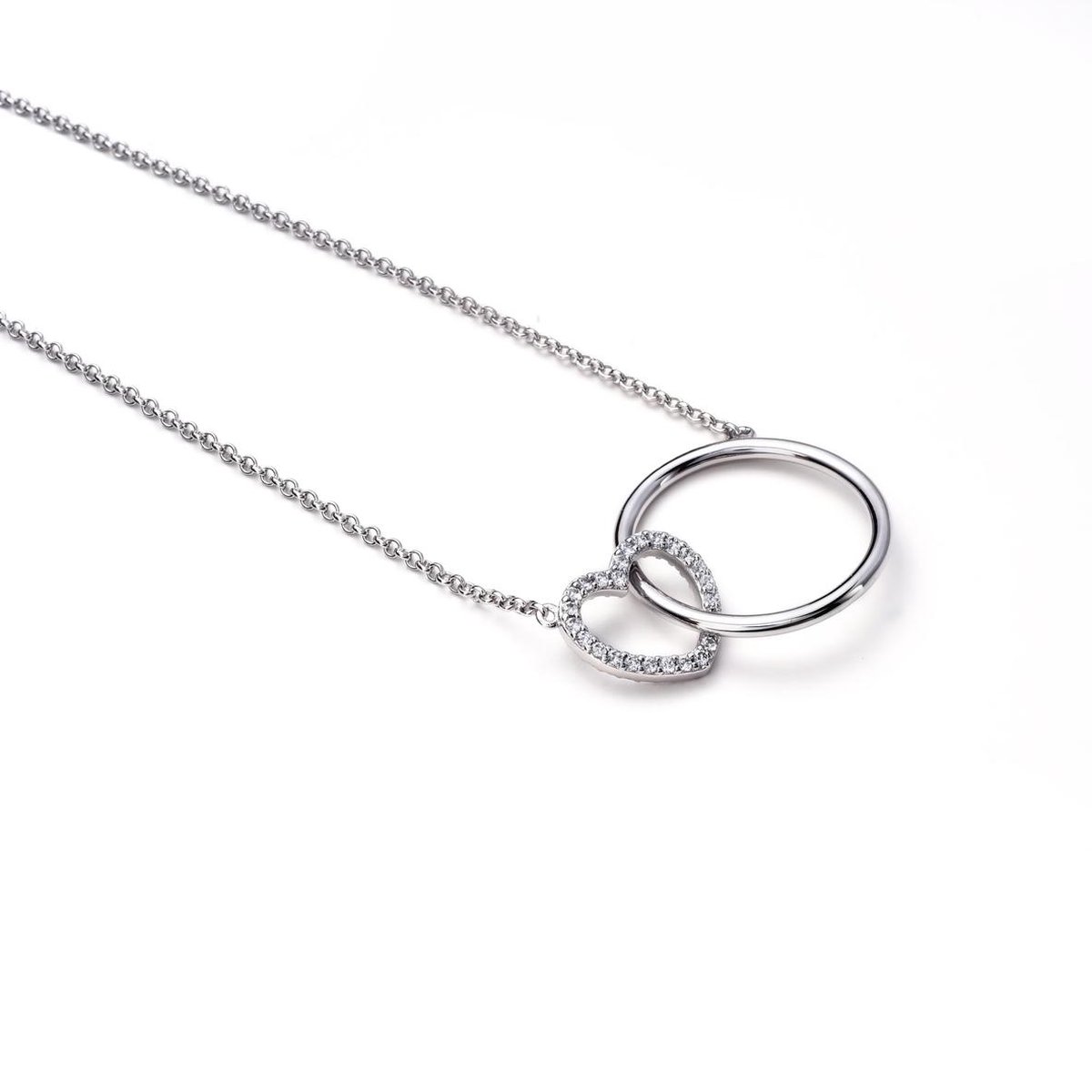 ZINZI zilveren ketting hart rond wit 45cm ZIC1483 | bol.com