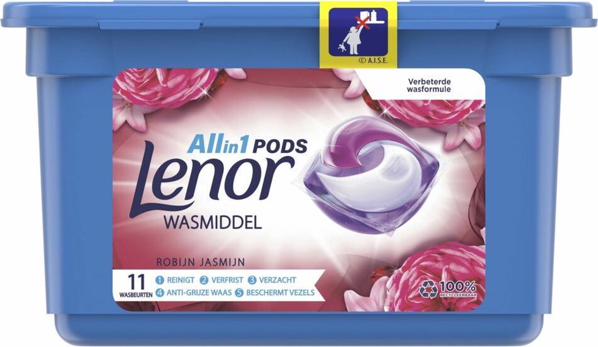 Lenor All In 1 Pods Robijn Jasmijn Wasmiddel - Voordeelverpakking 66 ...