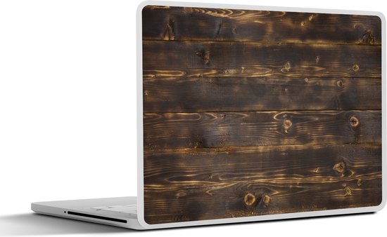 Laptop sticker - 14 inch - Hout structuur gemaakt van donker hout ...