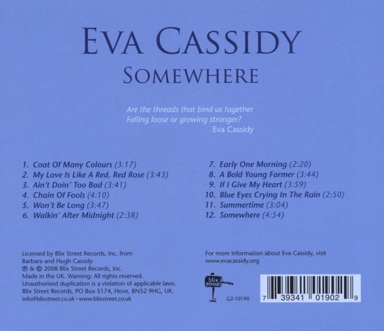 Eva Cassidy - Somewhere (CD), Eva Cassidy | CD (album) | Muziek | bol