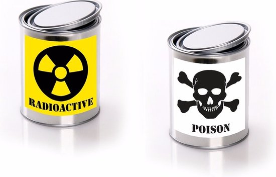 Twee blikken met gif / radioactief stickers | bol