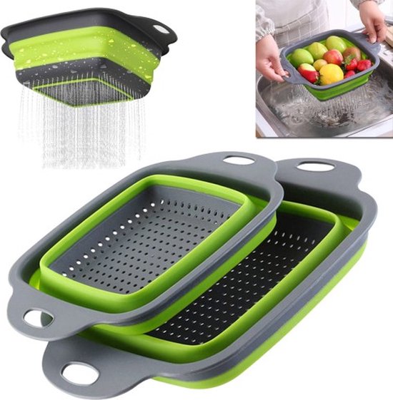 Opvouwbare Siliconen Vergiet Met Handvat - Ruimtebesparend & Inklapbaar ...