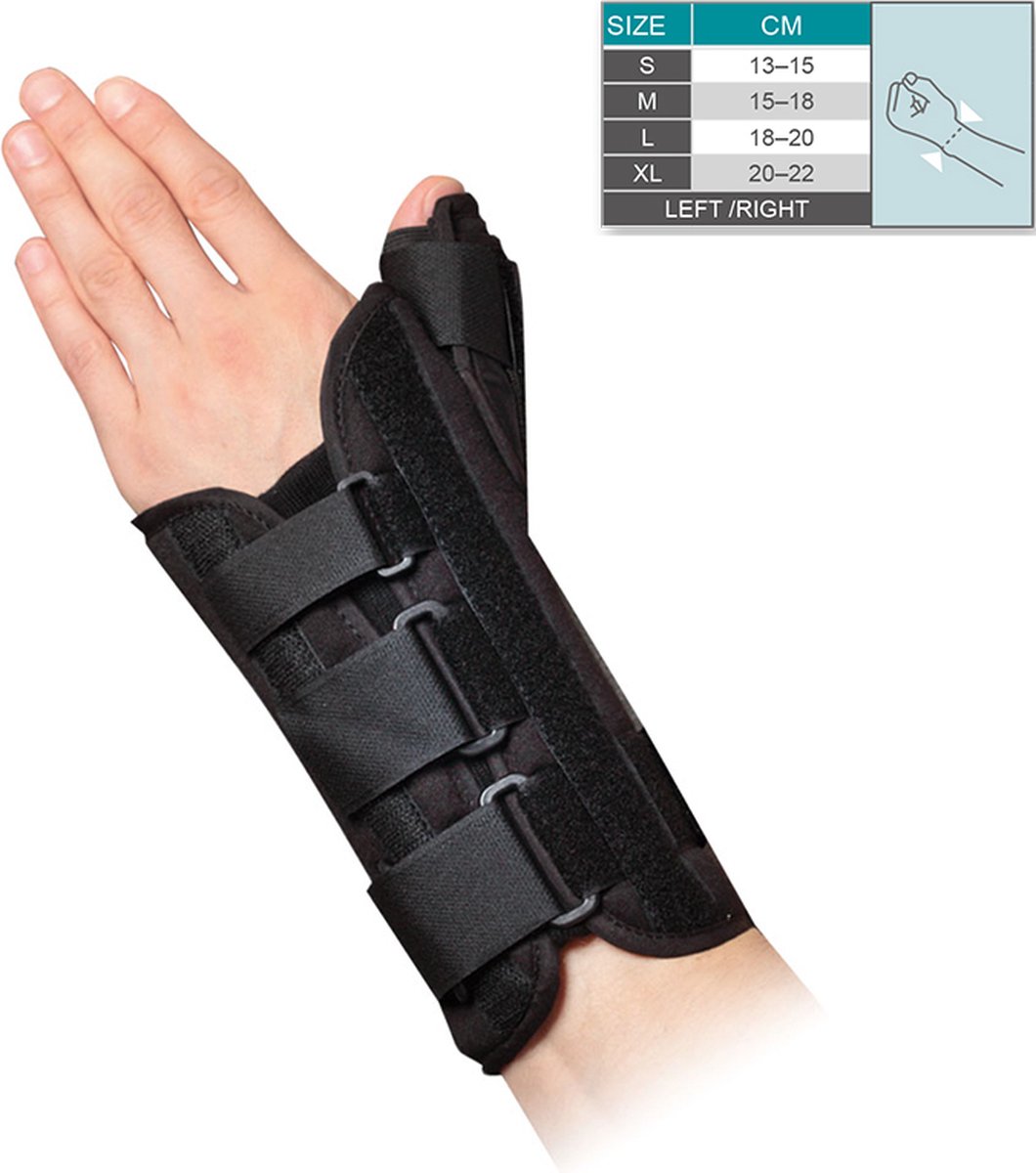 E-Life Pols-Duimbrace met Spalk en Klittenbandsluiting Zwart - Carpaal ...