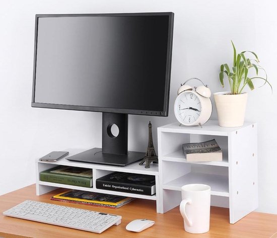 Computer Laptop Monitor Verhoger Standaard Desktop Houten Organizer + 3 ...