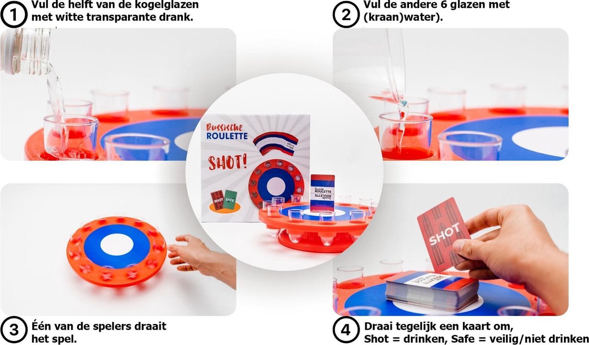 Russische Roulette spel met Rouletteschijf en Speelkaarten - Drankspel ...