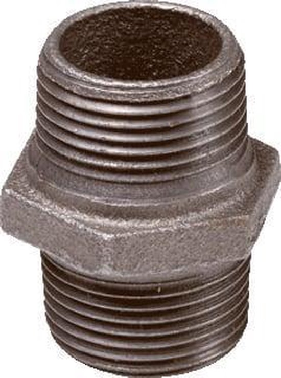 Nefit Ind Nr280 dubbele nippel met 2 x buitendraad 1 1/2 zwart | bol