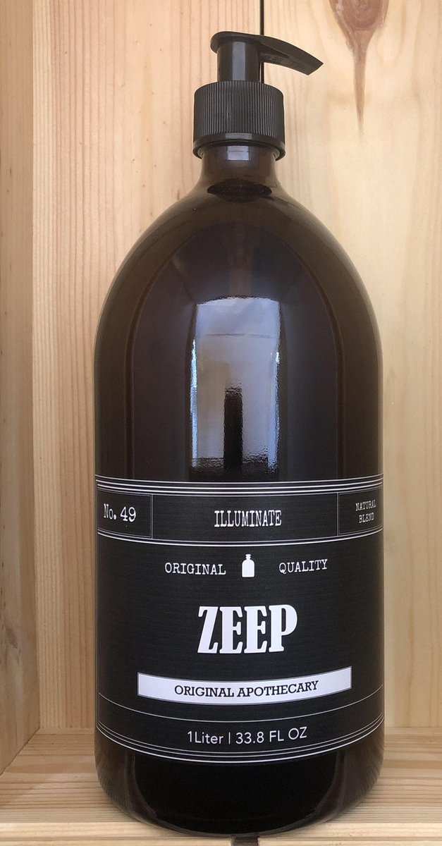 Zeepdispenser | Zeeppompje | Zeep | amber glas | 1ltr | Vintage label ...