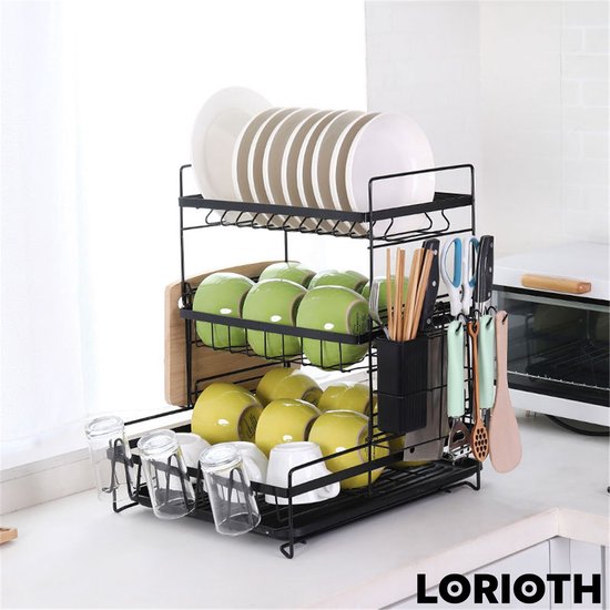 LORIOTH® Afdruip Rek - Afdroog Rek - Afdruip Rek Met Lekbak - Keukenrek ...