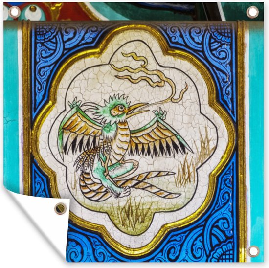 Tuindoek Symbool van een feniks op een muur - 100x100 cm | bol