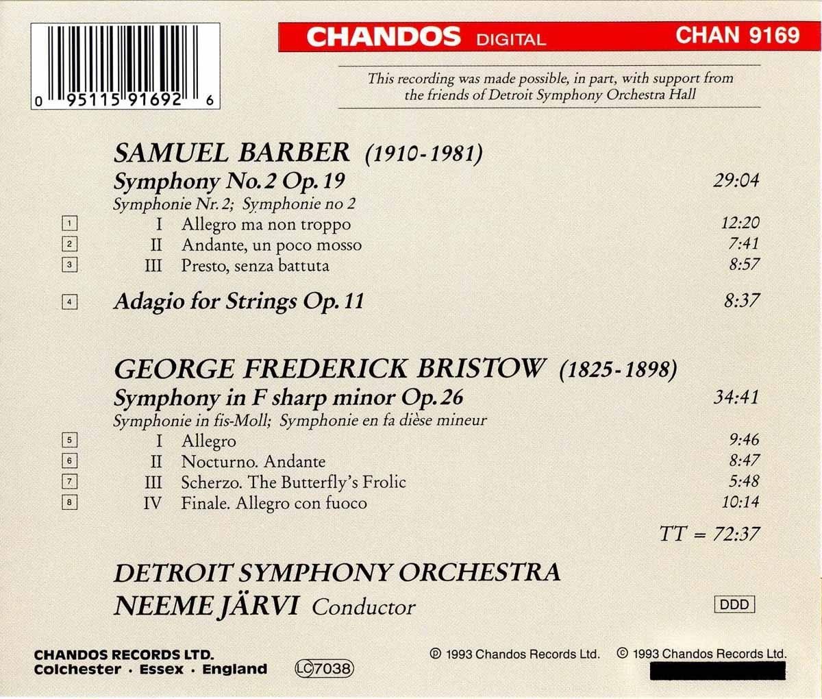 Detroit Symphony Orchestra - Symphonies (CD), Neeme Järvi | CD (album) | Muziek | bol