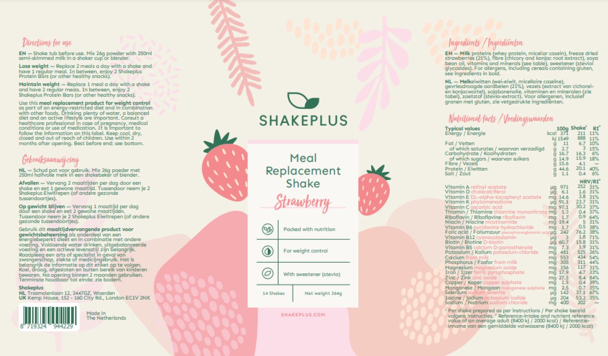Shakeplus Maaltijdvervanger Shake – Afvallen met Shakes – Maaltijd Shake – Afvallen –... | bol
