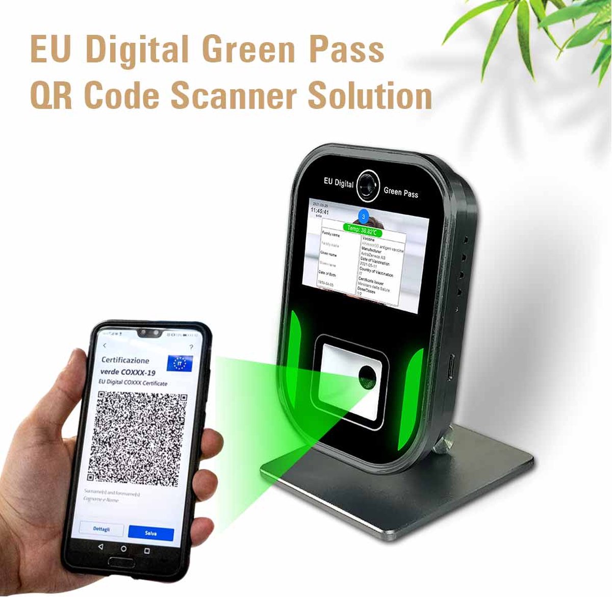 BIO5T-Desk Corona QR code Scanner/Coronacheckscanner/ EU Health pass ...