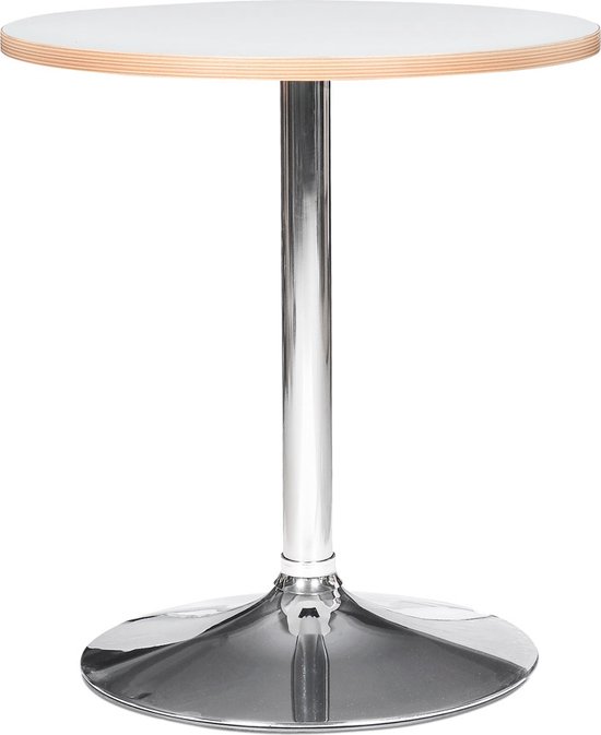Alterego Witte ronde tafel 'CASTO ROUND' met verchroomde poot - Ø 80 cm ...