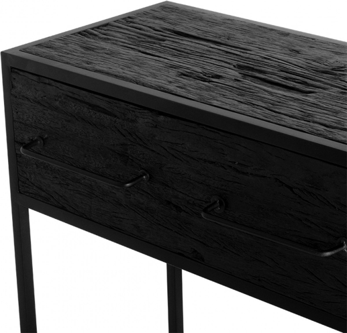 Sidetable Zwart - Mangohout - 140cm - 2 Lades - Tafel Pure Black - Giga ...