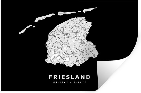 Muurstickers - Sticker Folie - Friesland - Kaart - Nederland - 120x80 ...