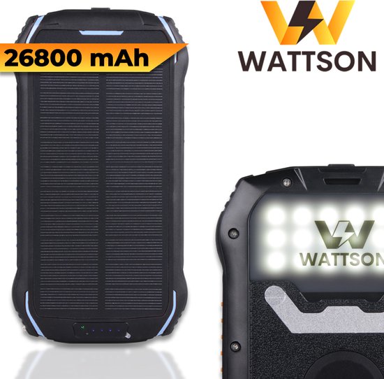 WattSon - Solar Powerbank 26800mah - USB C - Powerbank Zonne Energie ...