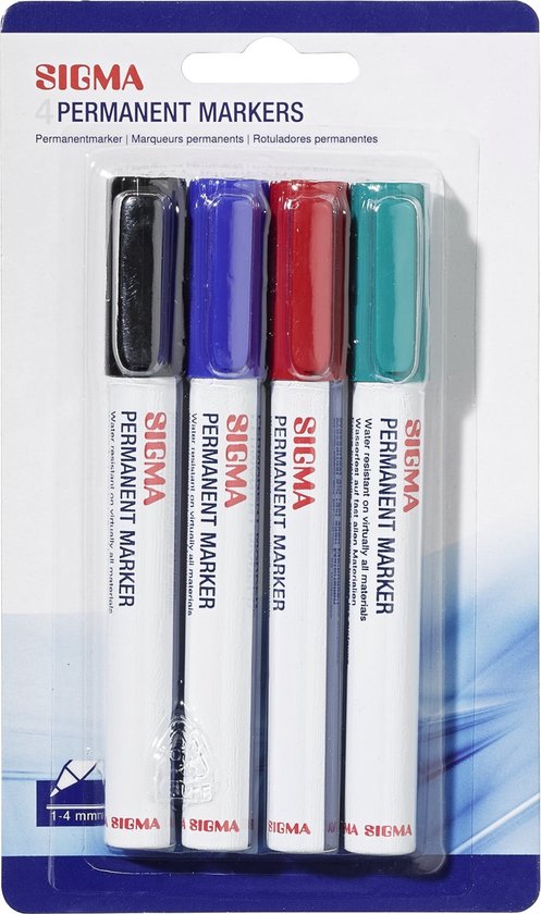 Sigma Permanent markers 4 kleuren | bol
