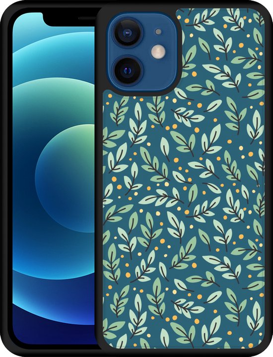 iPhone 12 Hoesje - Design op Glas - Blaadjespatroon - Designed by Cazy ...