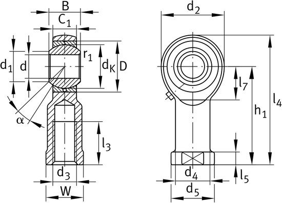 INA/Elges Stangkop binnendraad rechts, onderhoudsplichtig - GIKR5-PB-A | bol.com