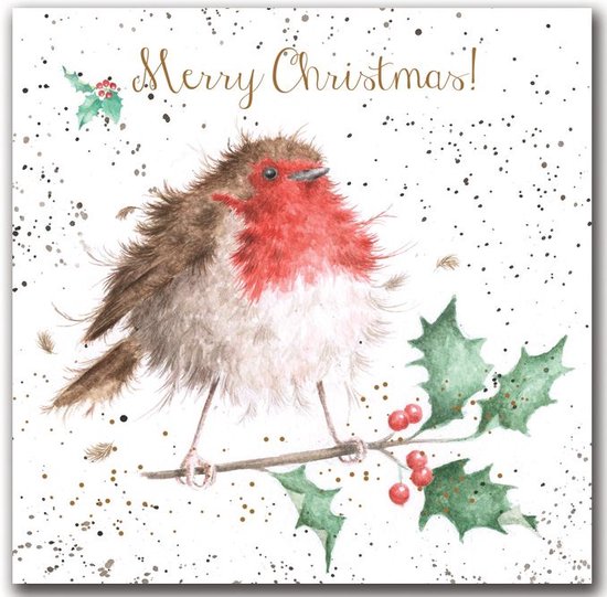 Wrendale Designs - Set 8 Wenskaarten Kerst - The Jolly Robin | bol