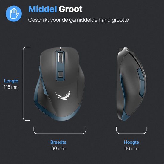 Ergonomische Muis - Draadloze Muis - Oplaadbare Computermuis ...