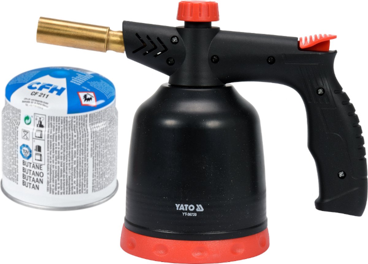 YATO Soldeerbrander/ gasbrander - 360º draaibaar - Piezo ontsteking MET ...