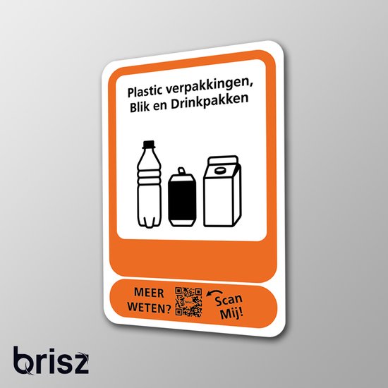 Brisz PMD A4 afvalsticker met afbeelding - Scan de QR code en je weet ...
