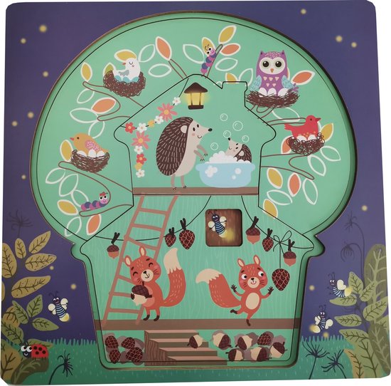 Kinder boomhut Puzzel met 3 leuke leerzame puzzel lagen gemaakt van ...